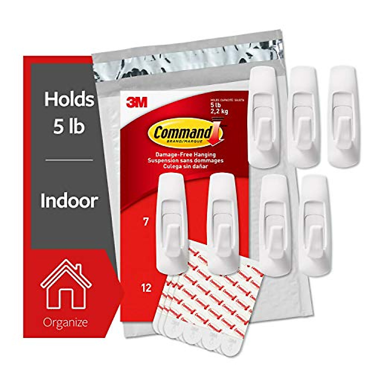 Command Large Utility Hooks, White, Ships in Own Container & Utility Hooks Mega Pack, Medium, White, 20-Hooks (17001-MPES), Organize and Decorate Your Dorm
