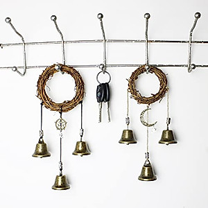 Witch Bells Witchcraft Decor Gifts Magic Pagan Wall Home Room Door Knob Decorative Protection Kitchen Witches Runes Wiccan Altar Supplies (Hemp Rope 3 Bells)