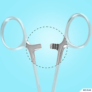 DEXSUR Precision Kelly Hemostat Forceps Locking Tweezers Clamp, Silver, 5.5 Inches, Straight Stainless Steel