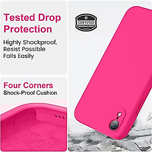 Vooii Compatible with iPhone XR Case, Upgraded Liquid Silicone with [Square Edges] [Camera Protection] [Soft Anti-Scratch Microfiber Lining] Phone Case for iPhone 10 XR 6.1 inch - Hot Pink