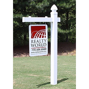 4Ever Products Vinyl PVC Real Estate Sign Post - White - 5' Tall Post (Single)