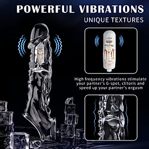 KVEVU Reusable Penis Sleeve with Vibrator Penis Ring,3.6 inch Clear Penis Sleeve Cock Ring Extender Ultra-Soft Penis Enlarger for Couples Vibrating Dildo for Cock Enlarger Sex Toys for Men