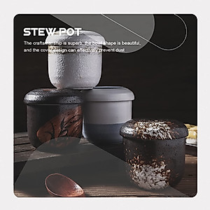 Hemoton 1pc Soup Cup Ceramic Ramekin Japanese Noodle Bowl Ceramic Stew Cup Japanese Soup Bowls with Lid Steam Soup Bowl Baking Pans with Lids Bird's Nest Pot Household Food Bowl Ceramics