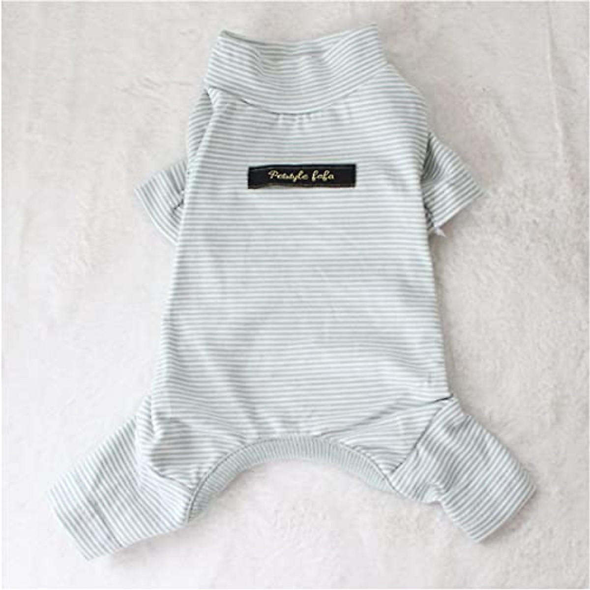 Hdwk&Hped Soft Cotton Dog Pajamas for All Seasons, Striped Pet Bottoming Jumpsuit for Small Dog Cat Puppy (#5, Thin Stripes Style 2pcs - Yellow&Pean Green)