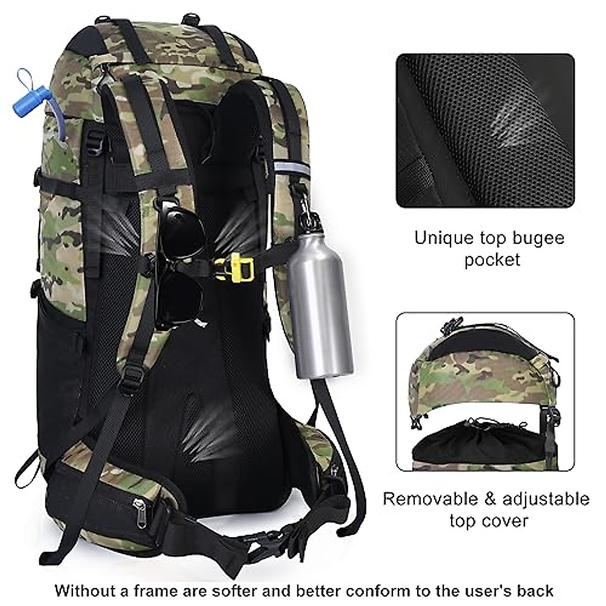 N Nevo Rhino Waterproof Hiking Backpack 50L/60L, Camping Backpack with Rain Cover, High Performance Hiking Travel Mountaineering Pack