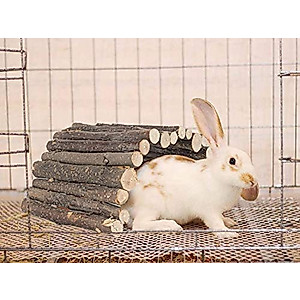 PINVNBY Wooden Bunny Ladder Bridge Rabbits Hideout, House, Tunnel,Rodents Chew Toys for Guinea Pig,Chinchillas,Hedgehogs,Ferrets,Rat and Small Animals-Extra Large(15.7 in X 24.8 in)