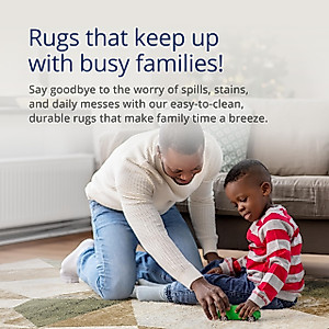 Abani Savoy Collection Area Rug - Green and Cream Geometric Design - 6'x9' - Easy to Clean - Durable for Kids and Pets - Non-Shedding - Medium Pile - Soft Feel - for Living Room, Bedroom, and Office