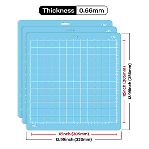 Gwybkq Cutting Mat for Cricut Maker 3/Maker/Explore 3/Air 2/Air/One 12 Pack 12x12 Adhesive Sticky Light Cut Mats Replacement Accessories Quilting Scrapbooking & Stamping Supplies Blue