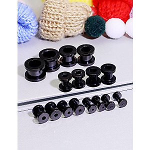 Prjndjw Screw Fit Ear Gauges Kit Surgical Steel Tunnel Expander Earrings Earlobe Plugs Stretching Body Piercing Jewelry Set for Women Men Black 14G-00G 8 Pairs