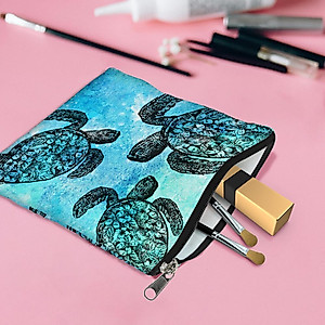 WIRESTER Reusable Sandwich Snack Bag 7 x 7 Inch, Food-Safe Storage Pouch Zipper Bag, Compact Snack Bag for Picnic Work Travel Office - Ocean Sea Turtles