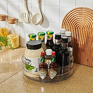 Boconia 10.6" Lazy Susan Organizer with 3 Removable Bins Pantry Organization and Storage Lazy Susan Turntable for Cabinet Snack Organizer Divided Rotating Spice Rack for Kitchen, Countertop, Bathroom