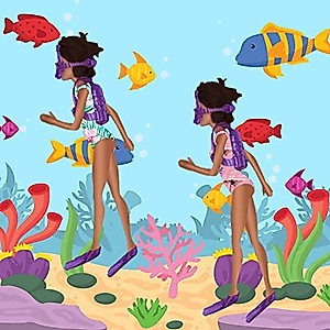 EuTengHao 36Pcs Girl Dolls Clothes Swimsuit Bikini for 11.5 inch Girl Dolls, Doll Bikini and Accessories with Diving Swimming Set Lifebuoys Beach Chair Skateboard Dolphins