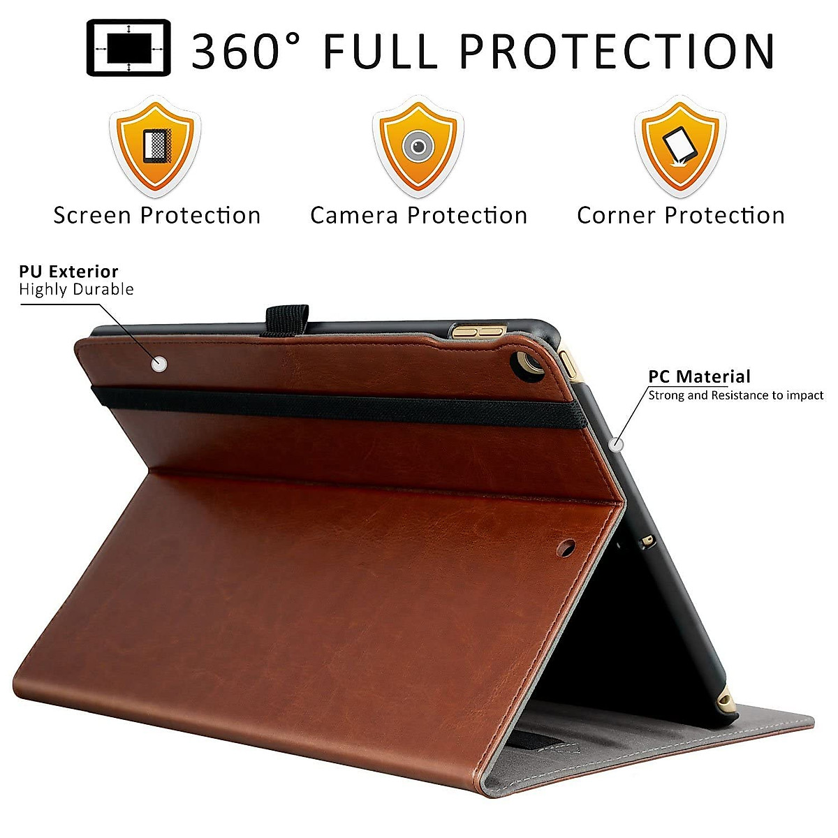 ZtotopCases for iPad 6th/5th Generation 9.7 Inch 2018/2017 iPad Air 2 & 1 Case, Premium PU Leather Business Folding Cover with Auto Wake/Sleep, Multiple Viewing Angles for iPad Air 2nd/1st Gen, Brown