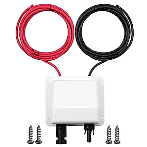 VOZINMOST 10ft 10 AWG Soft Copper Cable ABS Double Cable Entry Housing,UV Resistance Weatherproof Double Cable Entry Gland for Solar Project on Rv, Boat,Camper,Van