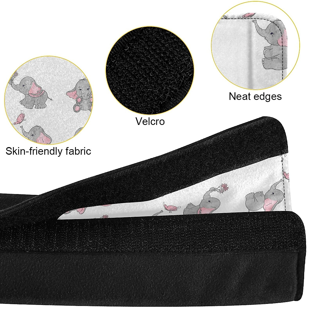 Cute Elephants Pink Butterflies Seamless On White 1 Piece Adjustable Car Seat Belt Pads Cover, Universal Car Seat Belt Shoulder Strap Covers, Car Seat Belt Cushions for Adults Kids