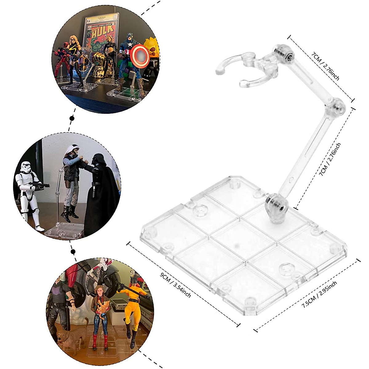 XISTEST Action Figure Stand, 10 PCS Assembly Action Figure Display Holder Base Doll Model Support Stand Compatible with HG RG SD SHF Gundam 1/144 Toy Clear