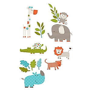 Wall Pops WPK0619 Lets Go On Safari Applique Wall Art Kit, Multicolor