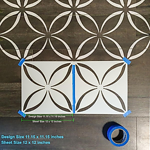 2 Pcs12 x 12" Tile Stencil Painting Stencil for Walls and Floors - Reusable - Stencils for Painting - Stencil for Home Decor (Design-4)