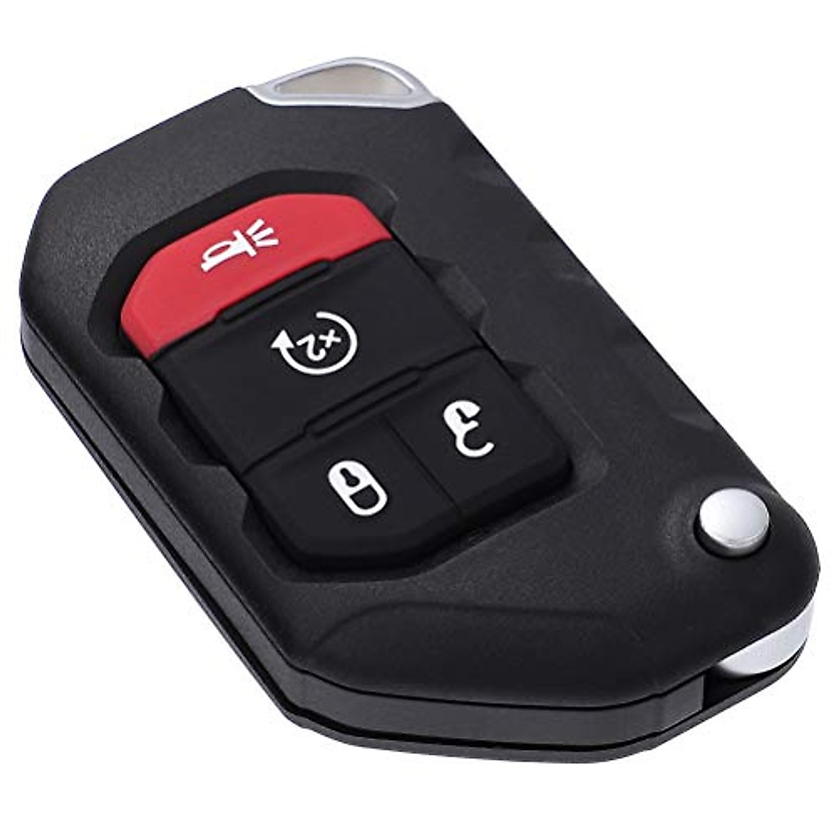 SELEAD Flip Key Fob 4 Buttons Keyless Entry Remote fit 2020 for Jeep Gladiator 2018-2020 for Jeep Wrangler Antitheft Keyless Entry Systems 68416782AA 1pc 433.92MHz, Black