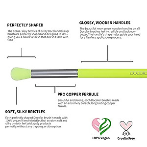 Docolor Eyeshadow Brush Set 15Pcs Eye Makeup Brushes Professional Makeup Brush Set Eye Shadow Blending Concealer Eyebrow Eyelash Eye Liners Premium Synthetic Eyeshadow Crease Brow Brush, Neon Green