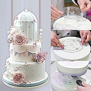 QCYOHO 41Pcs Plastic Cake Dowel Rods Set, 20 Pcs White Cake Support Rods, 5 Pcs Cake Separator Plates for 4, 6, 8, 10, 12 Inch Cakes, 15 Pcs Clear Cake Stacking Dowels for Tiered Cakes