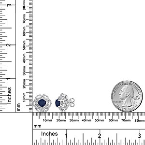 Gem Stone King 925 Sterling Silver Round 6MM Gemstone Birthstone Stud Earrings with White Moissanite Removable Earrings Jackets For Women