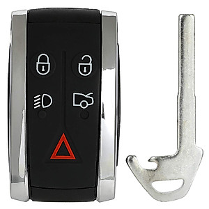SCITOO Keyless Entry Remote Key Fob SHELL CASE Replacement for 5 Buttons Uncut Car Key for Jaguar XF 2009-2013 XJ8 2010 XK8 2006-2010 XKR 2006-2014 XK 2014-2015 1pc FCC KR55WK45694 KK-6255