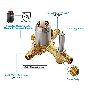 SOKA Shower Faucet Set with 8 Inch Rainfall Shower Head Bathroom Rainfall Shower System Single Function Shower Trim Kit with Rough-In Valve Pressure Balance Square Shower Head Brushed Nickel