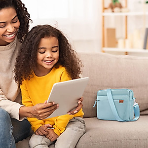 SIMTOP Tablet Sleeve Bag, 11 inch Daily Shoulder Bag for Tablet, Waterproof Crossbody Bag with Smart Organization for Accessories, Essentials Lightweight, YKK Zipper Bag, Polyester (Light Blue)