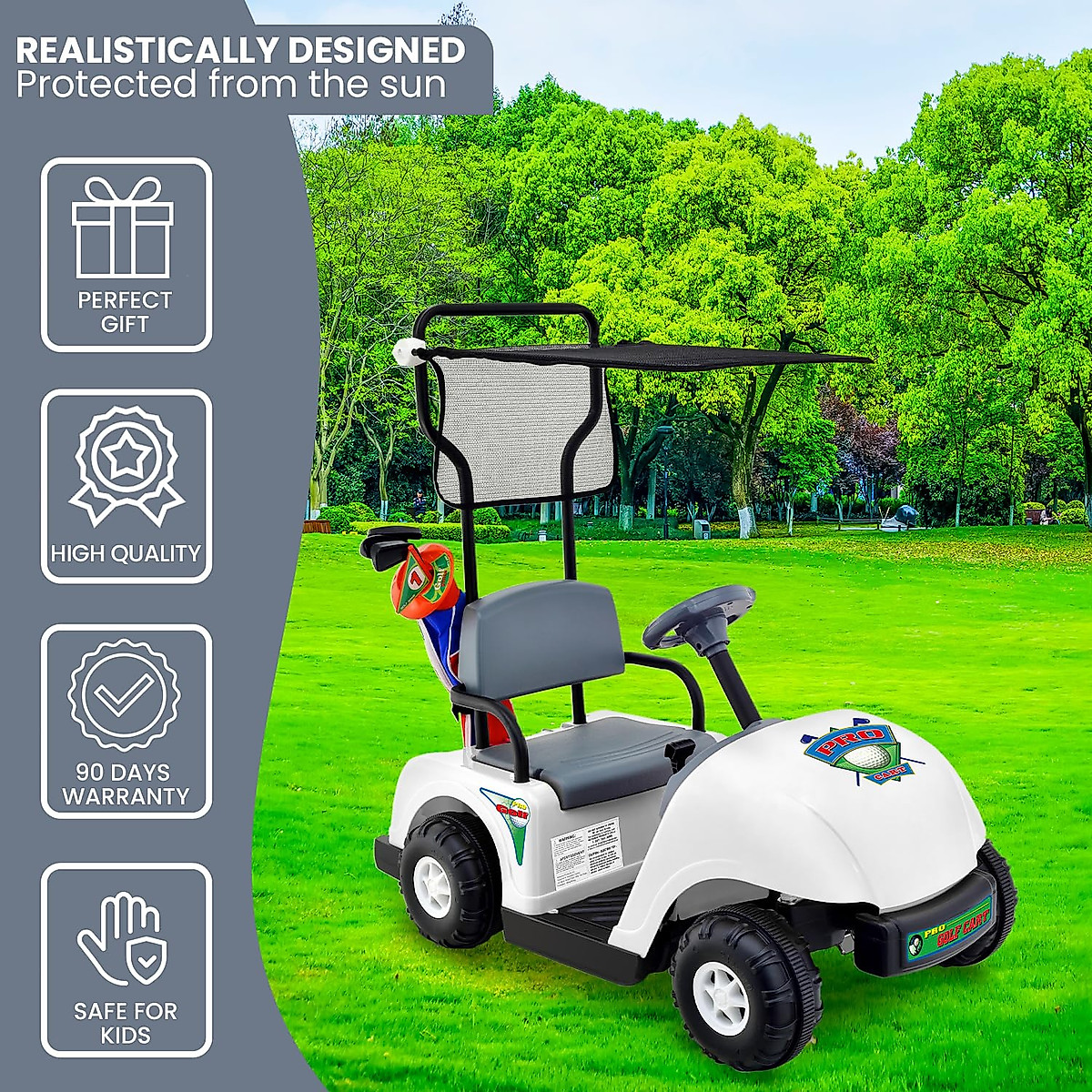 Kid Motorz Junior 6V Pro Golf Cart Ride-On, White