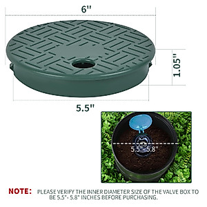Aleybloodes 2 Pcs Sprinkler Valve Box Cover, Valve Box Cover Lid for Outdoor Sprinkler Irrigation Control Water System Lawn，Compatation with ID 5.5" OD 6" Sprinkler Valve Box (6 inch)
