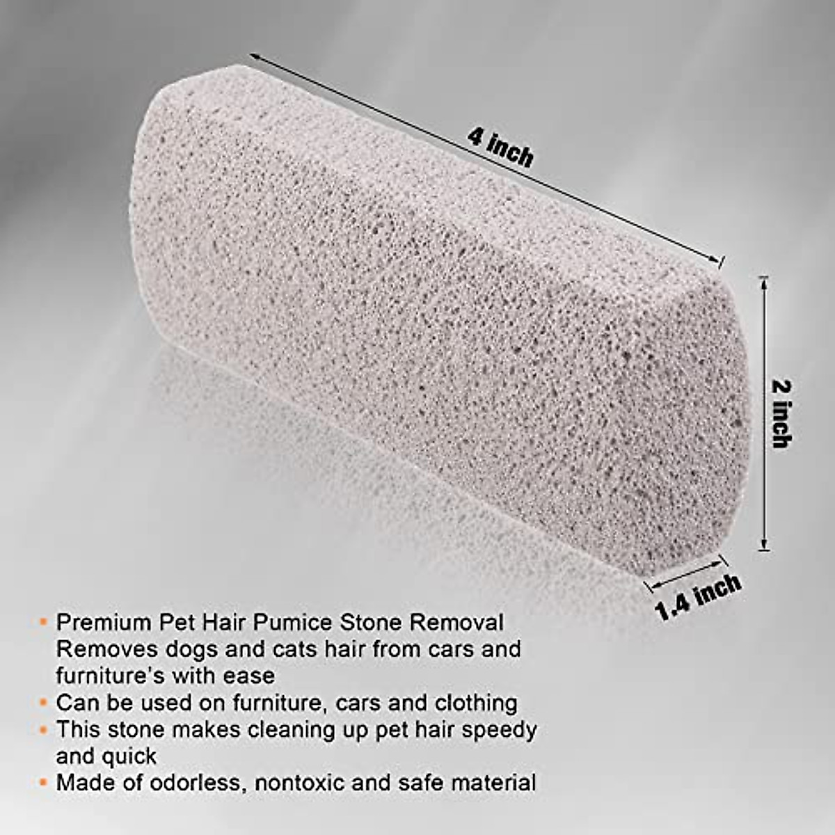 2 Pieces Pet Hair Remover for Cat Hair Removal Pumice Stone Tool Carpet Dog Fur Removal Tool for Car Couch Furniture Bedding Easy to Clean (4 Inches)