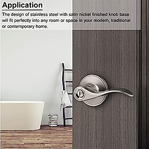 Knobonly 10 Pack Satin Nickel Door Lever Privacy Door Handles, Stainless Steel Door Handle Interior, Keyless Lock for Bedroom or Bathroom