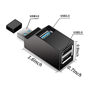 3 Ports USB 3.0 HUB, USB3.0 to USB3.0 2USB2.0 for PC Laptop Notebook Tablet (Black)