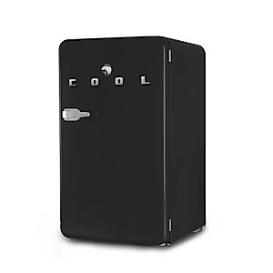 Commercial Cool CCRR32HB 3.2 Cu. Ft Freezer, Vintage Style Refrigerator, with Slide-Out Glass Shelves & Tall Bottle Storage, Retro Fridge, Black