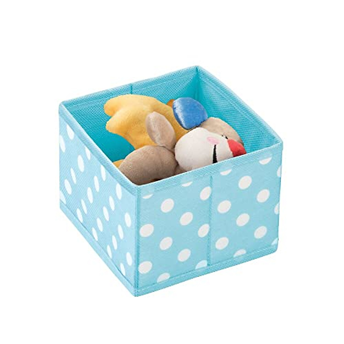 mDesign Soft Fabric Polka Dot Dresser Drawer and Closet Storage Organizer, Bin for Child/Kids Room, Nursery, Playroom, Bedroom, 12 Pack - Turquoise Blue/White