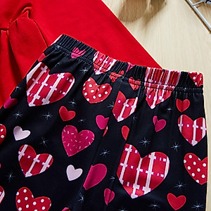 Sinhoon Valentine's Day Outfits Baby Kids Girl Long Sleeve Dress Heart Print Pants with Headband 3Pcs Clothes (Red-B, 2-3T)