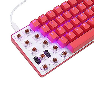 IEMUDJ CQ63 Mechanical Keyboard, Wired Bluetooth Gaming Keyboard, RGB Backlit, Brown Switch, Bluetooth 5.0, 63 Keys Layout, for Desktop, Laptop, Mac, Tablet, Smartphone, Gaming and Office