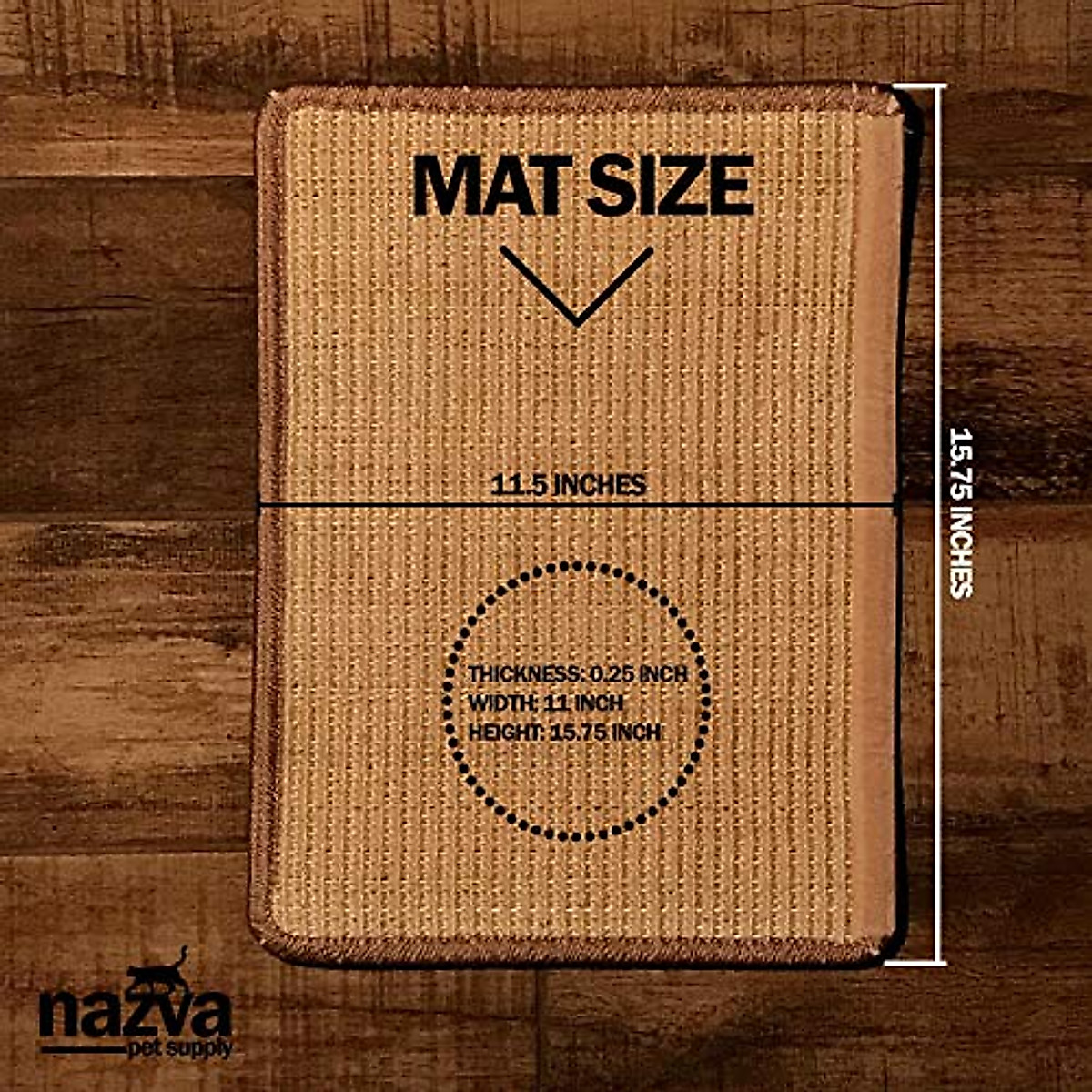 Cat Scratcher Sisal Mat Beige Rug - 2 Pack x 16” x 12” Each - Natural Scratch Pad Velcro Furniture Carpets Sofas Protectors