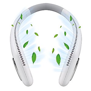 Rexspt Portable Neck Fan, Hands Free Bladeless Fan, USB Rechargeable Personal Fan with 3 Wind Speed Adjustable, Headphone Design 360° Cooling Hanging Fan for Traveling Office