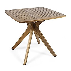 Christopher Knight Home Stanford Outdoor Square Dining Table with X Base, Teak Finish