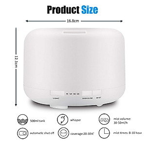 Ultrasonic Cool Mist Humidifier,Portable Small Humidifiers for Bedroom Home Office Travel Kids Baby Room,Aroma Essential Oil Diffuser 7 Color Night Light with High Low Mist Output,Timer,Auto Shut Off