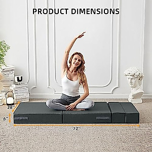 FILUXE Convertible Folding Sofa Bed - Sleeper Chair with Pillow, Modern Linen Fabric Floor & Futon Couch, Foldable Mattress for Living Room/Dorm/Guest Use/Home Office/Apartment, Single Size, Dark Grey