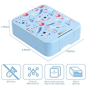 AOHEA Bento Lunch Box for Kids: Bento Boxes BPA FREE Kids Lunch Box 4 Compartment Toddler Bento Box Tritan Lunch Boxes Toddler Lunch Containers for Daycare or School(Astronaut)