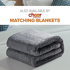 Cheer Collection Microsherpa Throw Pillow Set of 2 for Couch, Beds, Bedroom and Living Room - Ultra Soft and Fluffy, Elegant Home Decor, Velvet Stylish Accent Pillows - 18" x 18", Gray