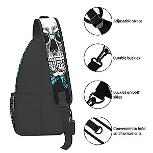Yrebyou Octopus and Skull Sling Bag Women Crossbody Chest Backpack Hiking Daypack Men Travel Casual Rideing Outdoor Beach