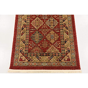 Unique Loom Sahand Collection Border Floral Geometric Area Rug (2' 7" x 6' 7" Runner, Red)