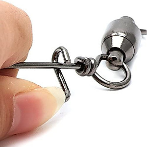 Dr.Fish 50 Pack Bball Bearing Snap Swivels Fishing Tackle, Coastlock Snap Swivel Saltwater Fishing Swivels Stainless Steel Rust Resistant Freshwater Saltwater Fishing Gear Accessories 49LB