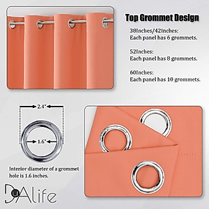 DUALIFE Burnt Coral Curtains 84 Inch Room Darkening Drapes for Living Room Nursery Grommet Curtains Thermal Insulated Blackout Window Curtain Panels for Bedroom (Peach Coral, 42W x 84L,2 Panels)