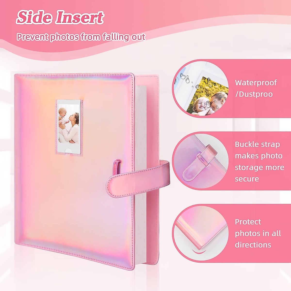 640 Pockets Photo Album for Fujifilm Instax Mini 12 11 90 40 9 8+ 8 LiPlay Instant Camera, Polaroid Snap/PIC-300/Z2300/ SocialMatic Instant Cameras & Zip Instant Printer (Magic pink)